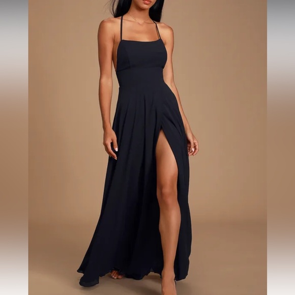 Lulus | Dresses | Dreamy Romance Black Backless Maxi Dress | Poshmark